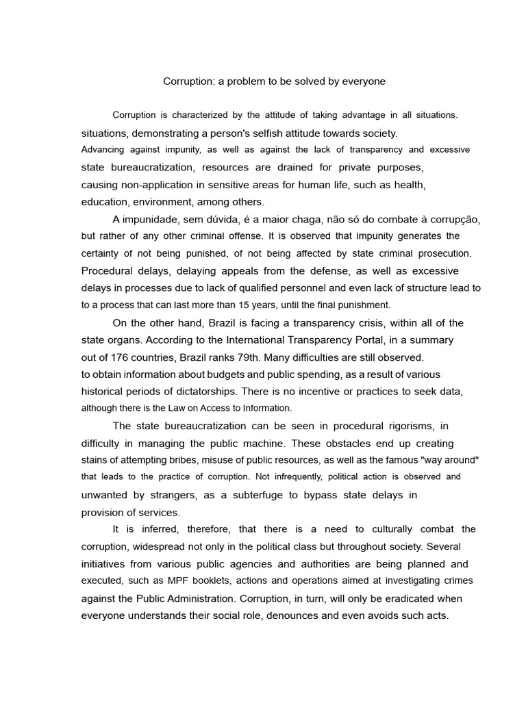 Essay - Combating Corruption | PDF