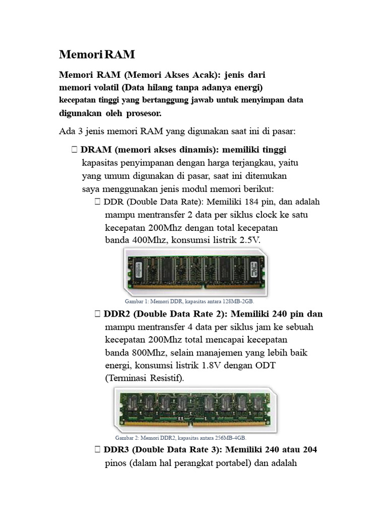 Jenis-jenis Memori RAM dan Fungsinya | PDF