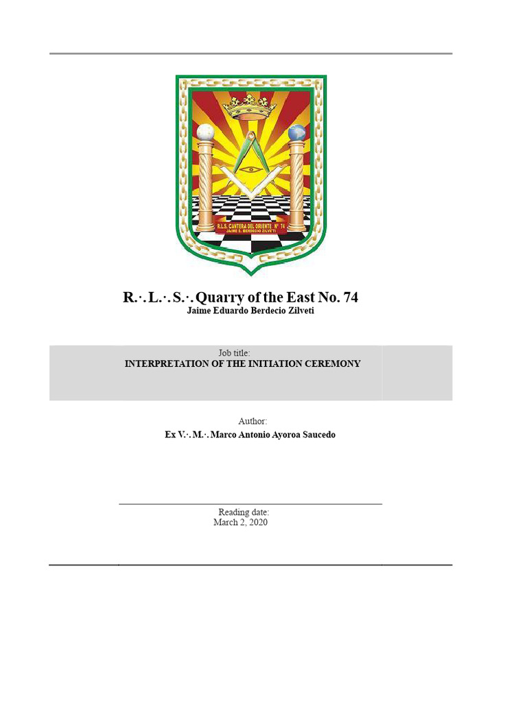 Initiation Ceremony Interpretation Guide | PDF | Rituals | Freemasonry
