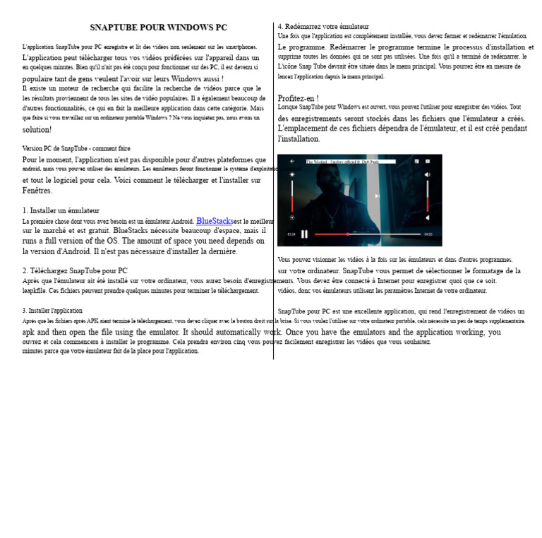 Installer SnapTube sur Windows PC | PDF | Microsoft Windows | Android ...
