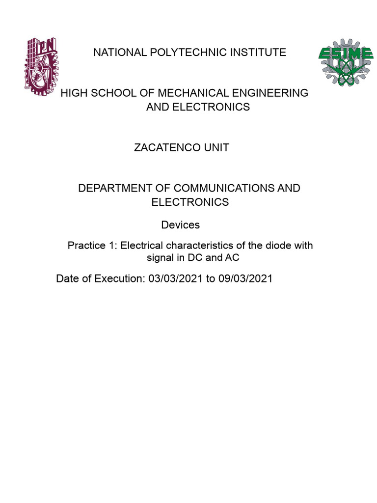Electrical characteristics of the diode with DC and AC signal | PDF ...