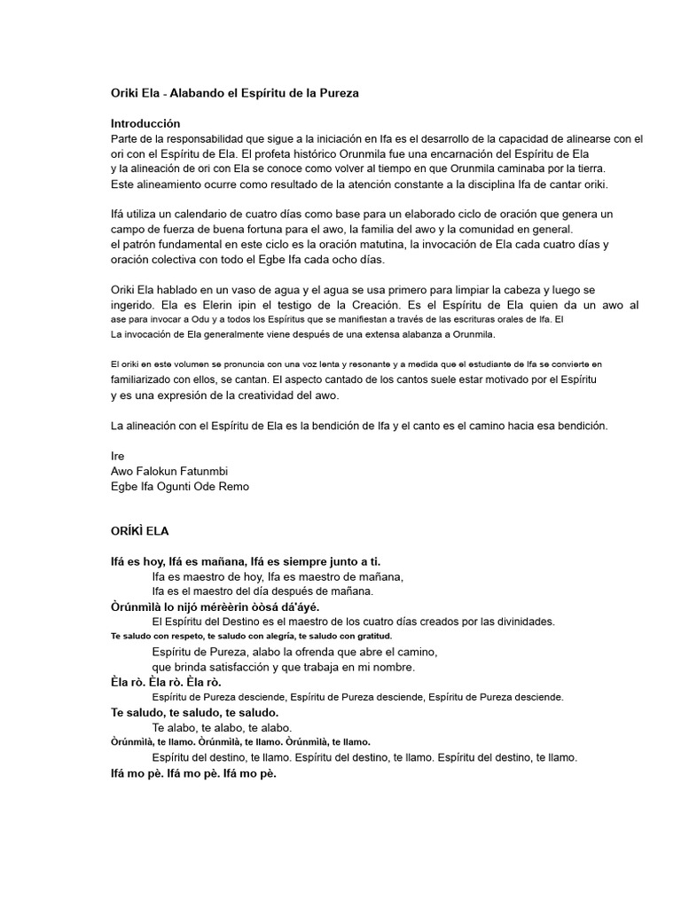 Oriki Ela | PDF | Espiritualidad