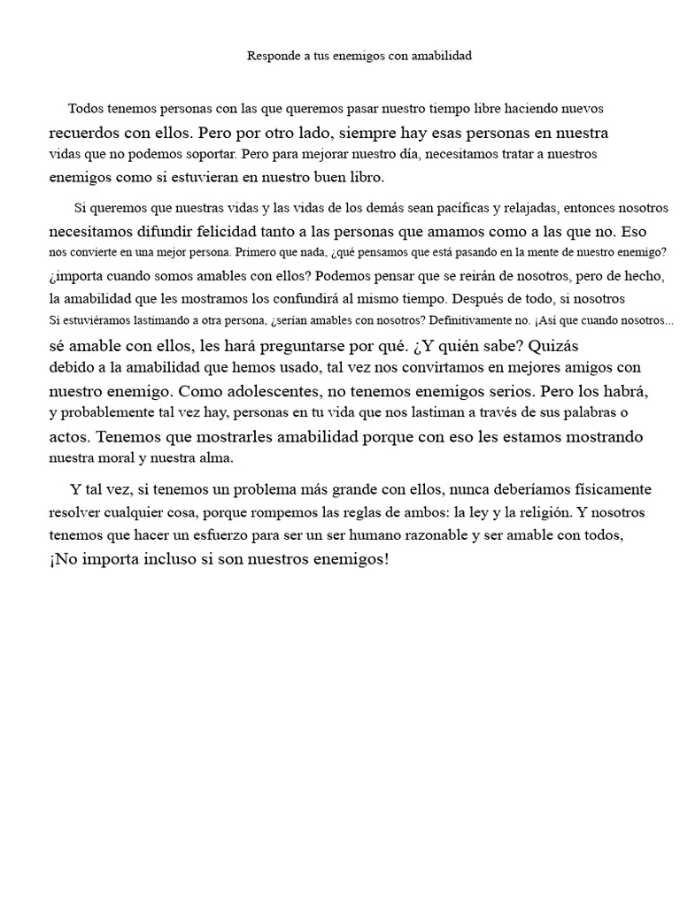 Responde A Tus Enemigos Con Amabilidad | PDF