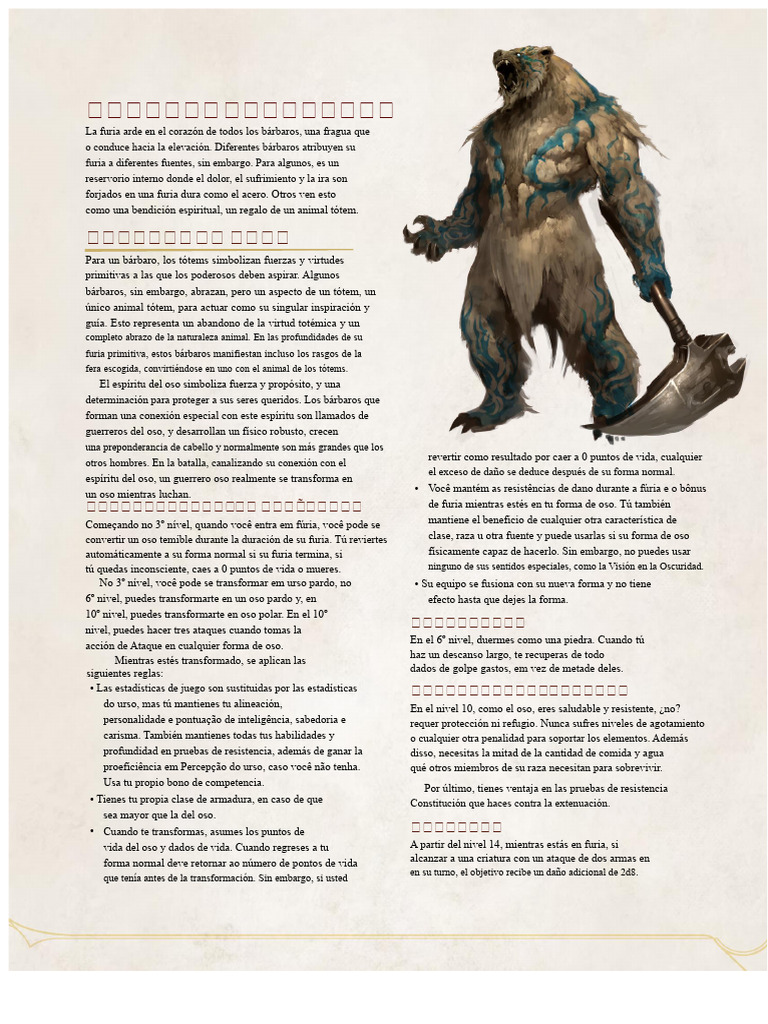 DND 5e - MFoV - Camino Primitivo - Bárbaro Ursariano PDF | PDF