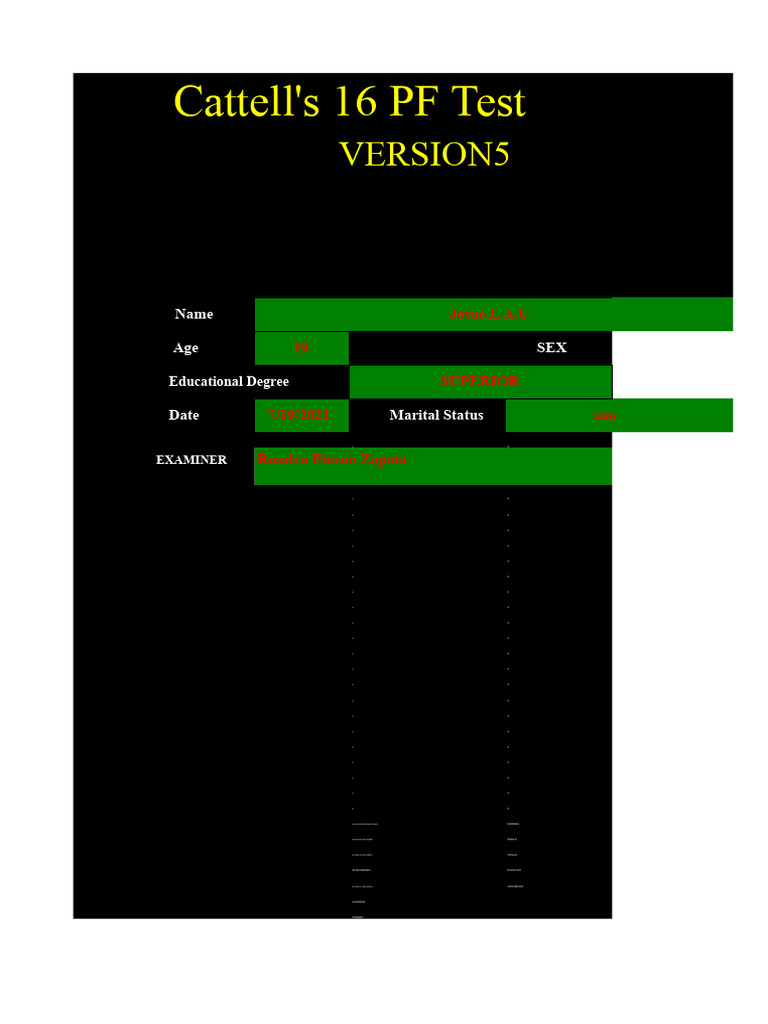 Excel Test 16pf | PDF | Thought | Truth