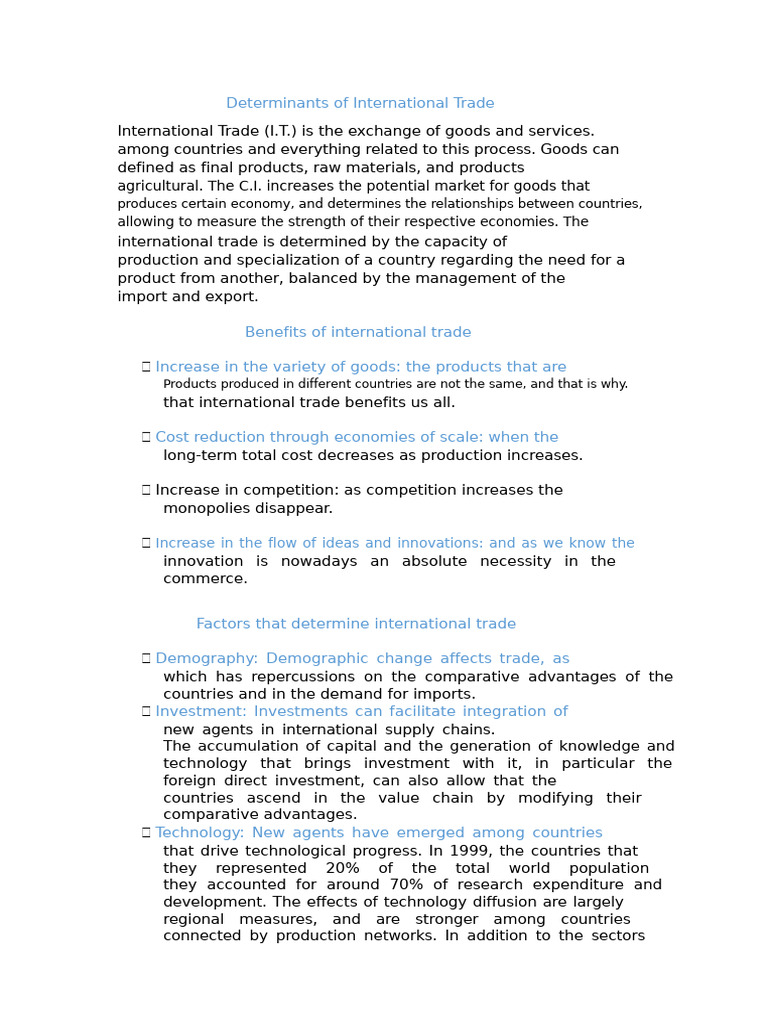 Key Factors Influencing International Trade | PDF | Trade ...