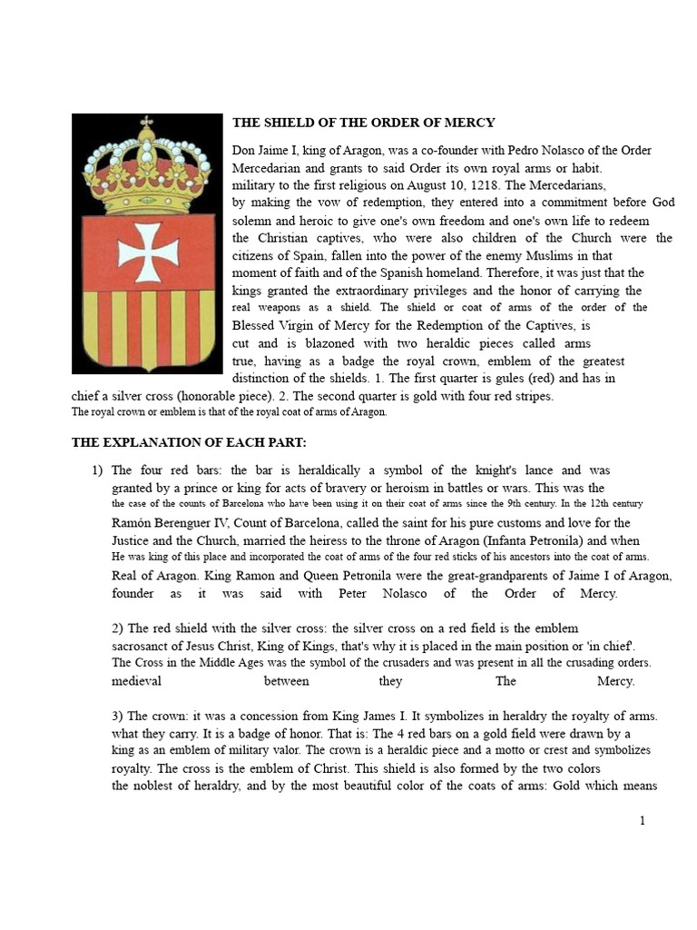 The Coat of Arms of The Order of Mercy | PDF | Heraldry