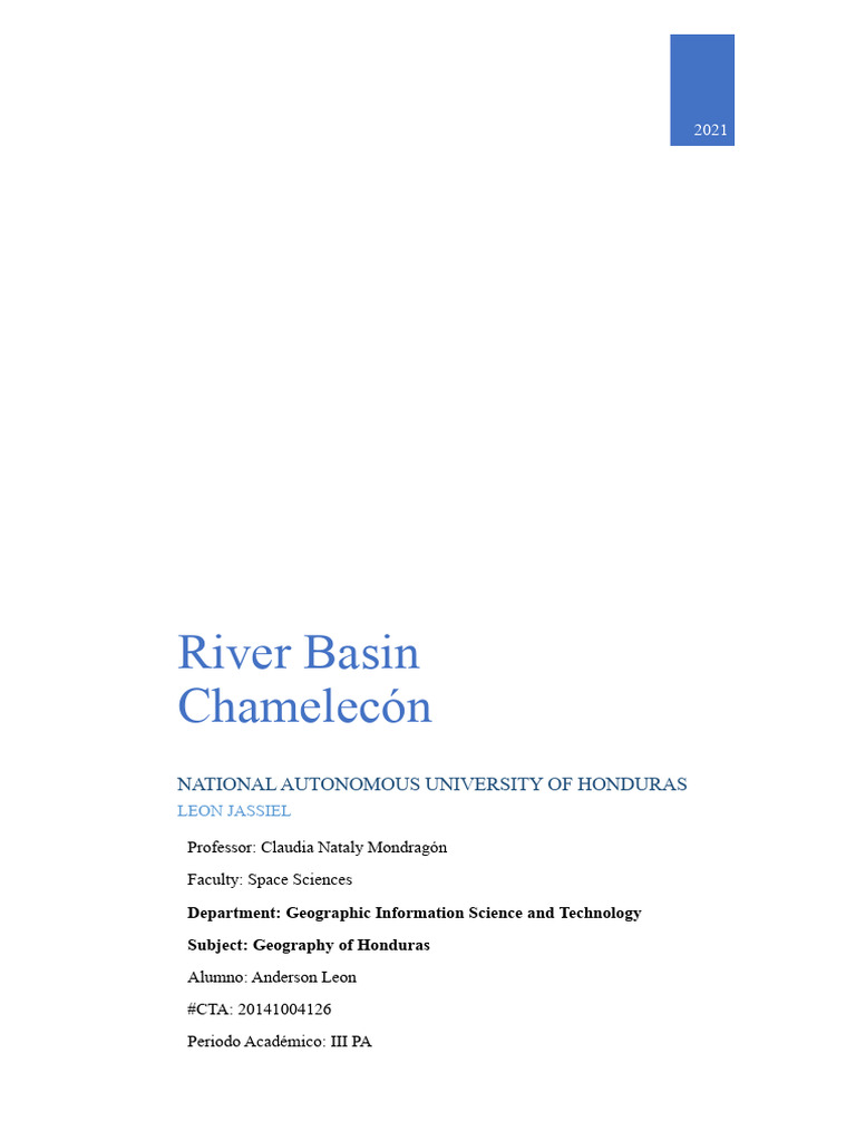 Rio Chamelecon Cadastre II Watersheds of Honduras | PDF | Physical ...
