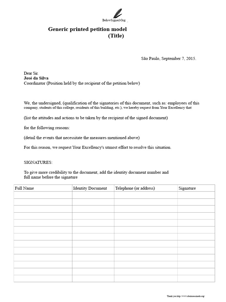 Generic Petition Template | PDF