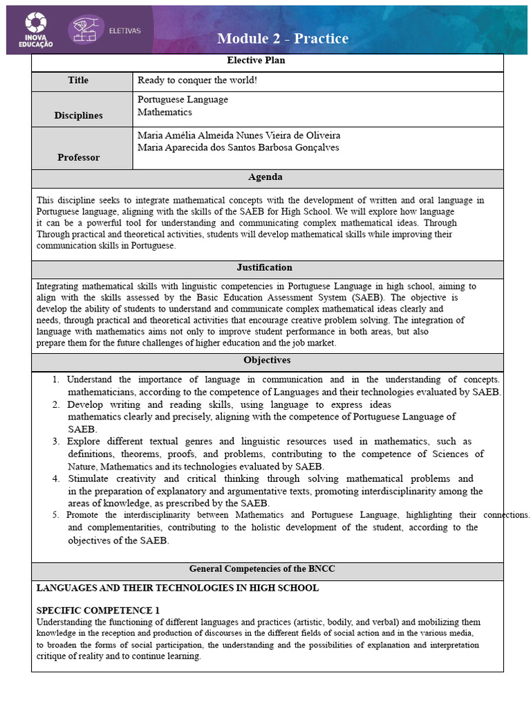 Elective Project 1st Semester 2024 | PDF | Mathematics | Geometry