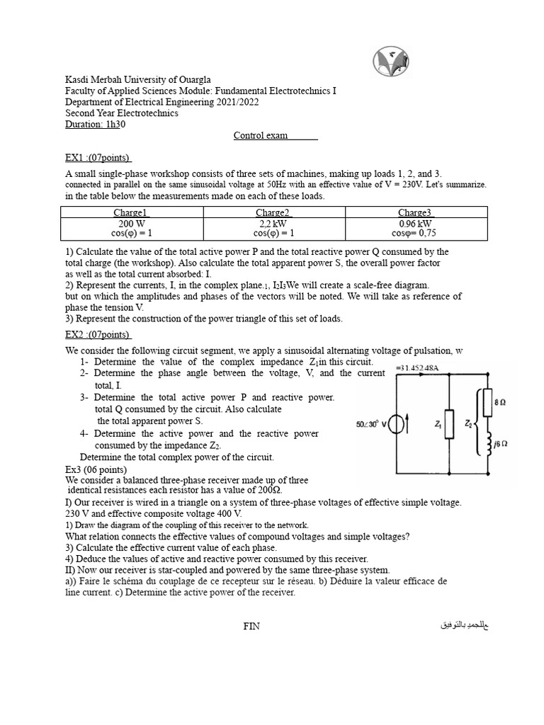 Electrotechnics Exam: Power Calculations | PDF | Ac Power | Electrical ...