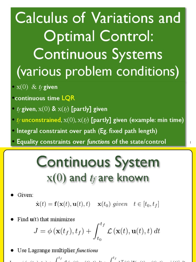 Calculus of Variations and Optimal Control: Continuous Systems | Download Free PDF | Calculus Of ...