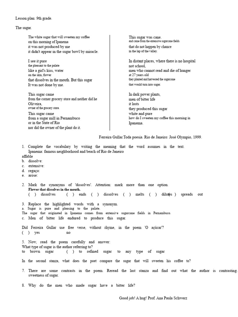 9th Year Interpretation September | PDF | Sugar | Diet & Nutrition