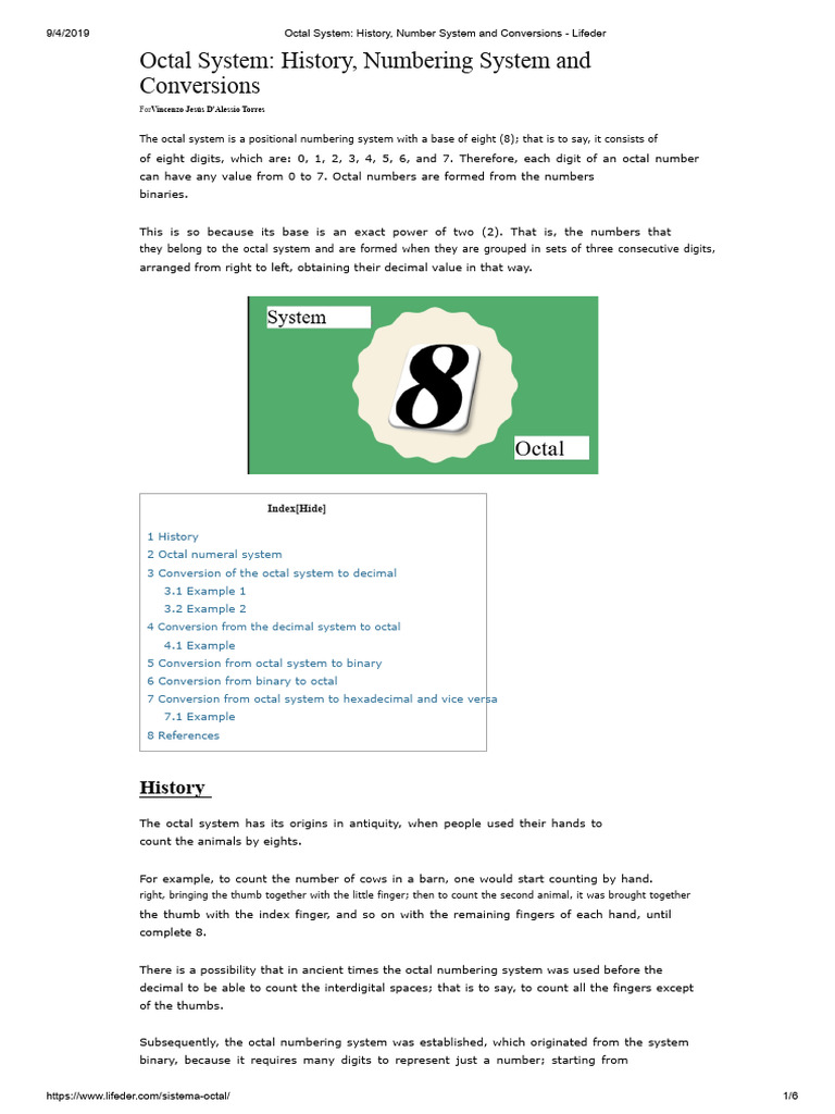 Octal System - History, Numbering System and Conversions | PDF ...