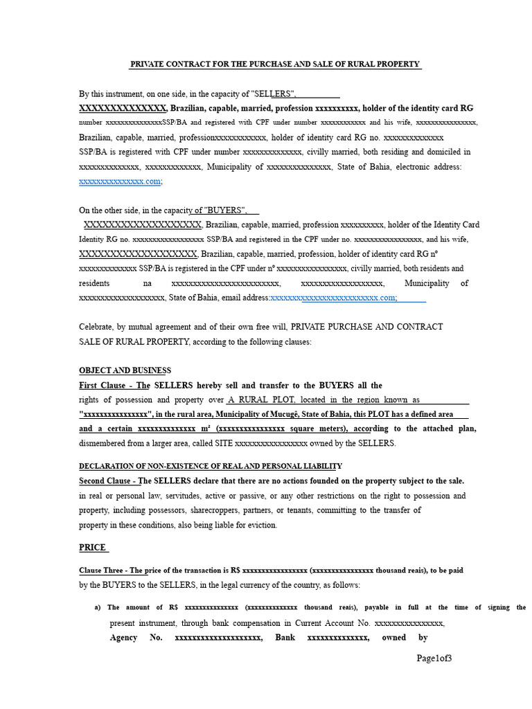 Private Contract For The Purchase and Sale of Rural Property - Draft ...