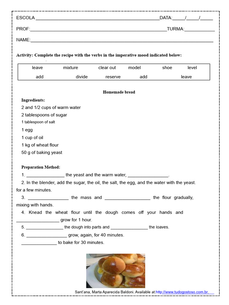 Activity To Complete With Verbs in The Imperative Mood 7th Grade PDF | PDF
