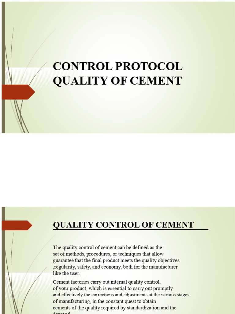 Quality Control Protocol For Cement | PDF | Cement | Materials