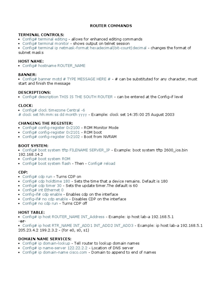 Cisco Command Cheat Sheet Pdf Ip Address Network Socket