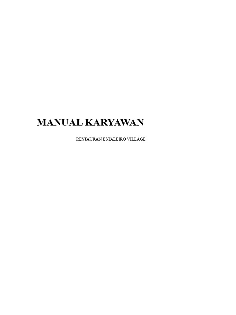 Manual Karyawan Restoran Estaleiro Village | PDF