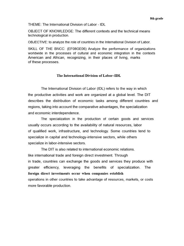 Understanding International Division of Labor | PDF | Division Of ...