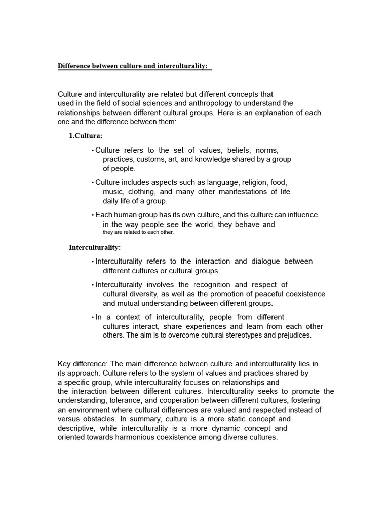 Difference Between Culture and Interculturality - Civic Education 8th ...