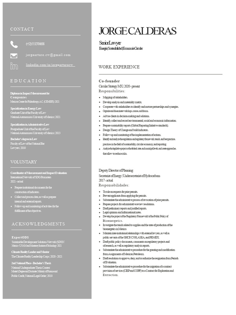 CV_ Jorge Arturo Calderas Winder | PDF | Sustainability | Mexico