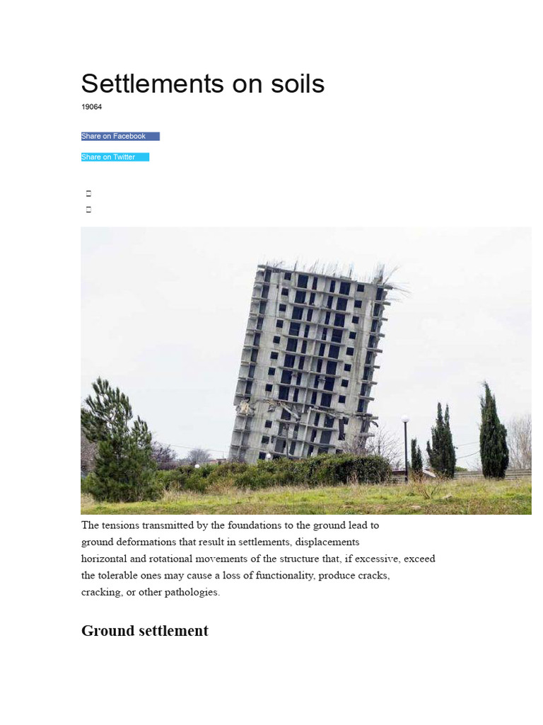 Settlements on soils.docx | PDF | Foundation (Engineering) | Civil ...