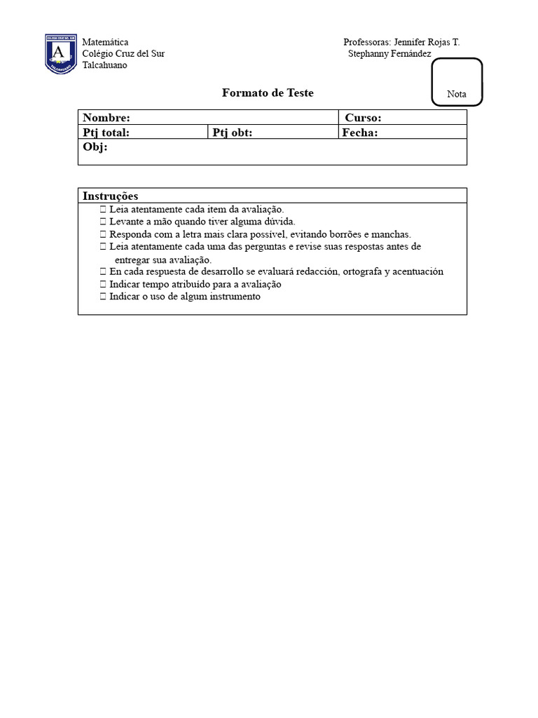 formato de teste | PDF