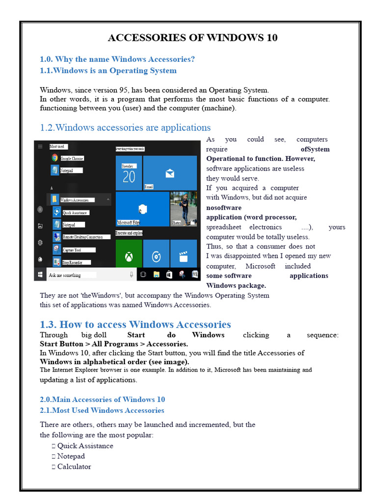 WINDOWS 10 ACCESSORIES | PDF | Microsoft Windows | Windows 10