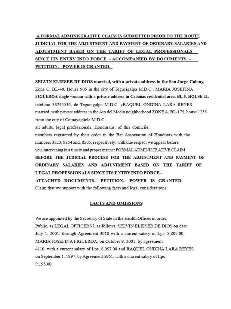 Administrative Claim Format | PDF | Salary | Lawyer