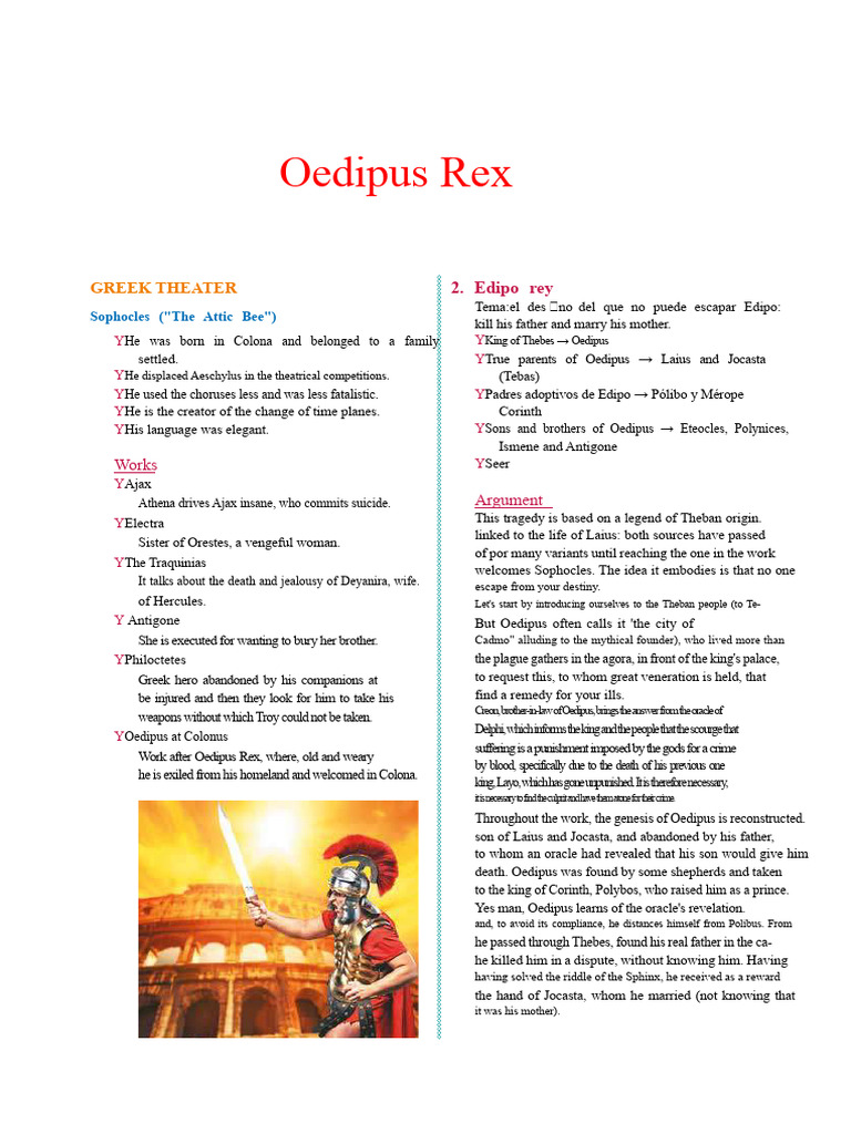 Oedipus Rex First Secondary (2) | PDF | Oedipus | Sophocles