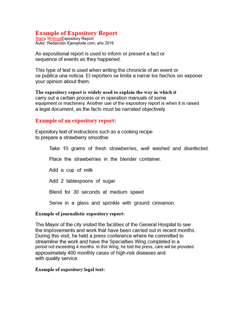 Expository Report Examples and Uses | PDF