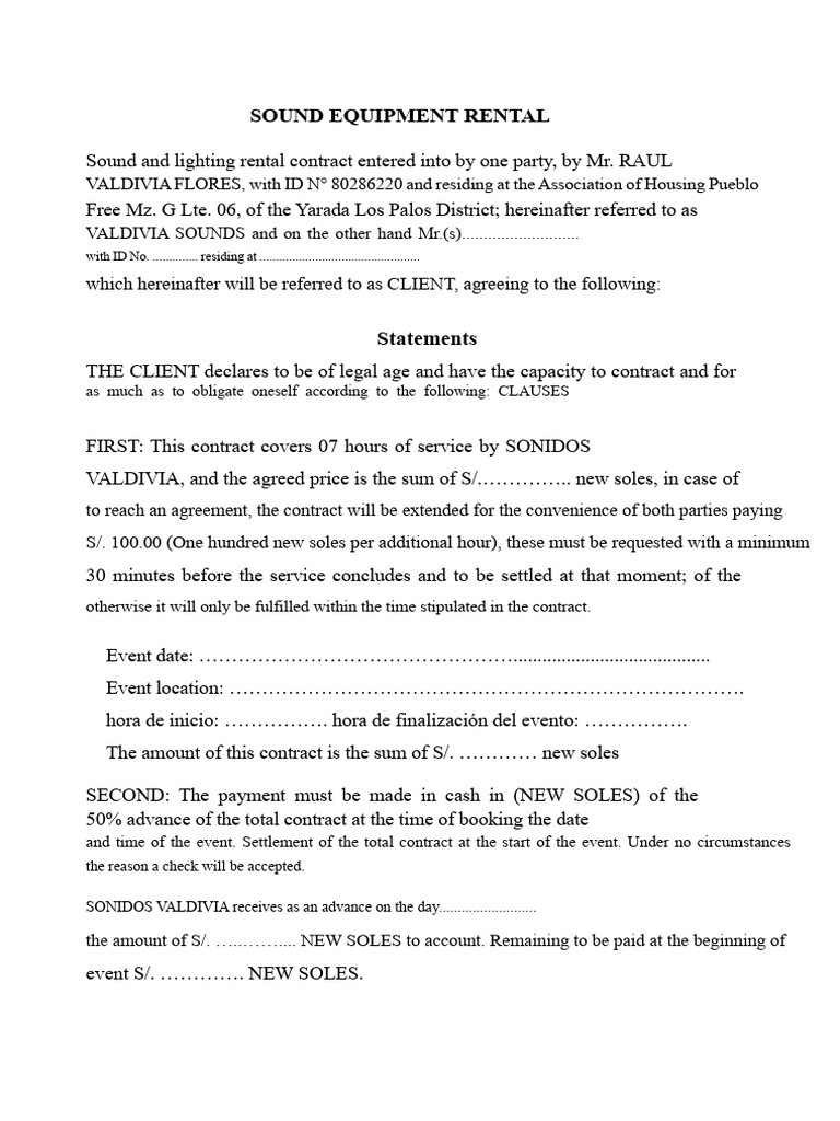 Sound Equipment Contract | PDF | Business Law | Private Law
