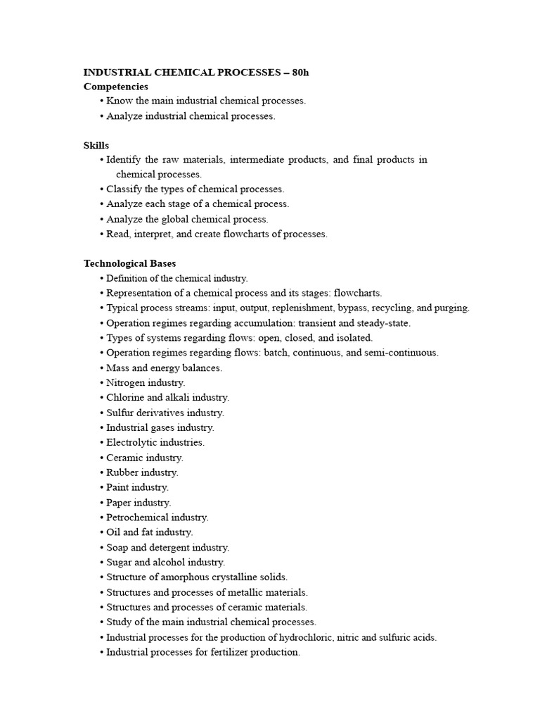 Industrial Chemical Processes - WORKBOOK | PDF
