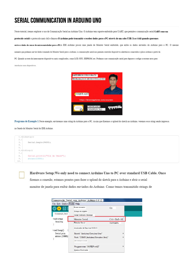 Comunicação Serial no Arduino Uno | PDF | Arduino | Hardware de computador