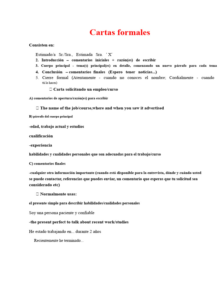 Guía para escribir cartas formales e informales | PDF