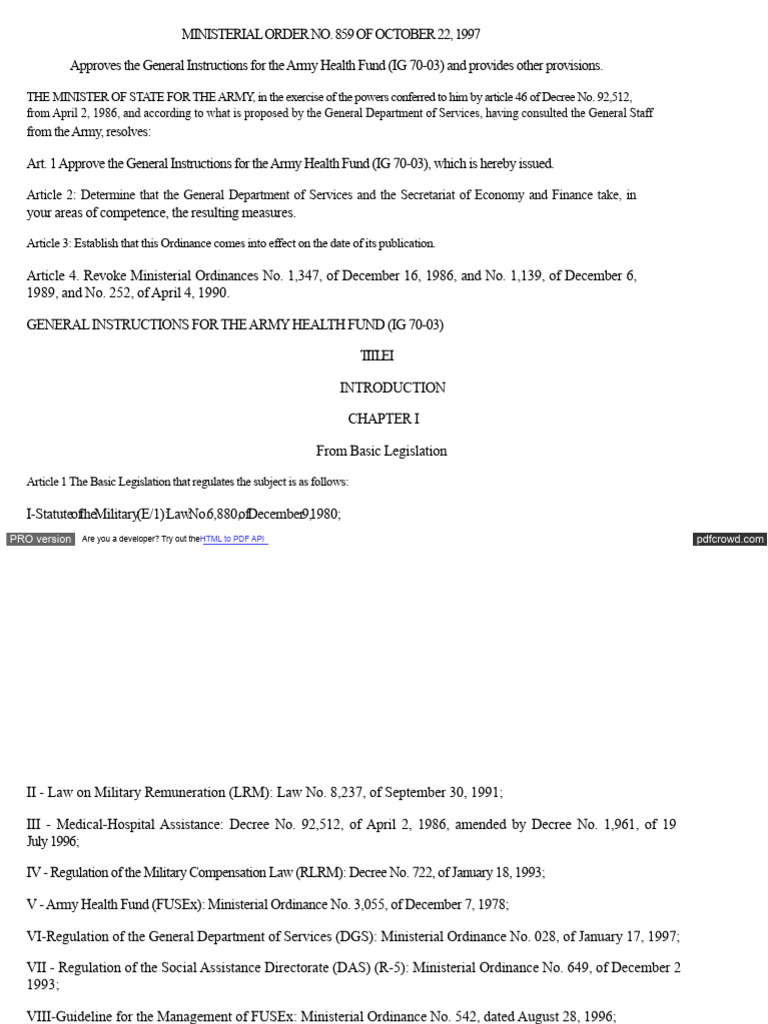 Army Health Fund General Instructions | PDF | Decree | Debt