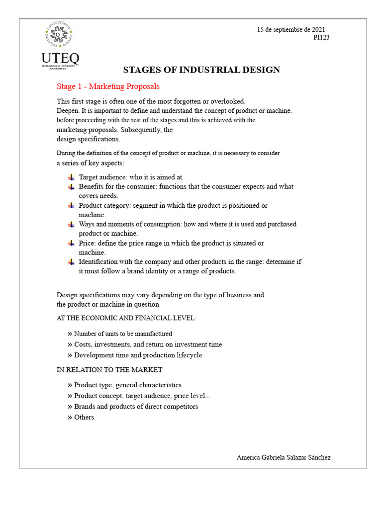 Industrial Design Process Stages Guide | PDF | Marketing | Engineering ...