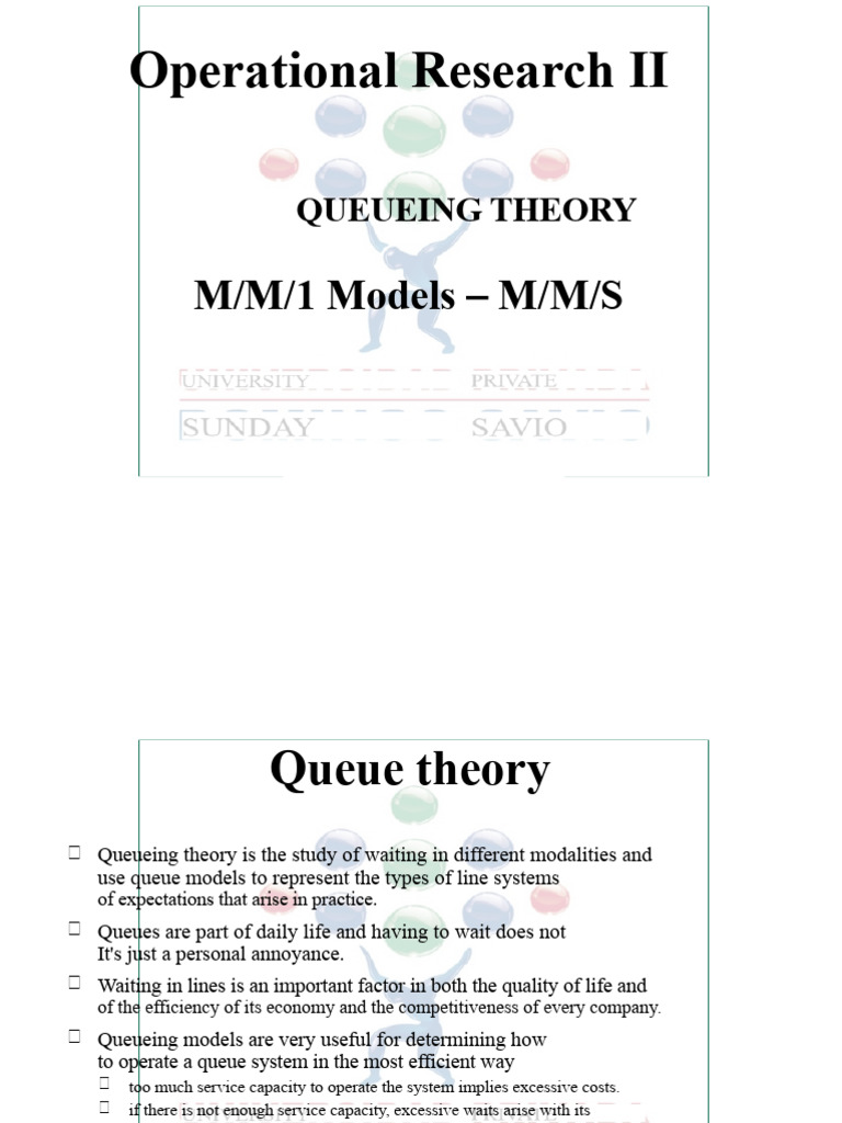 Queueing Theory: M/M/1 and M/M/S Models | PDF | Probability ...