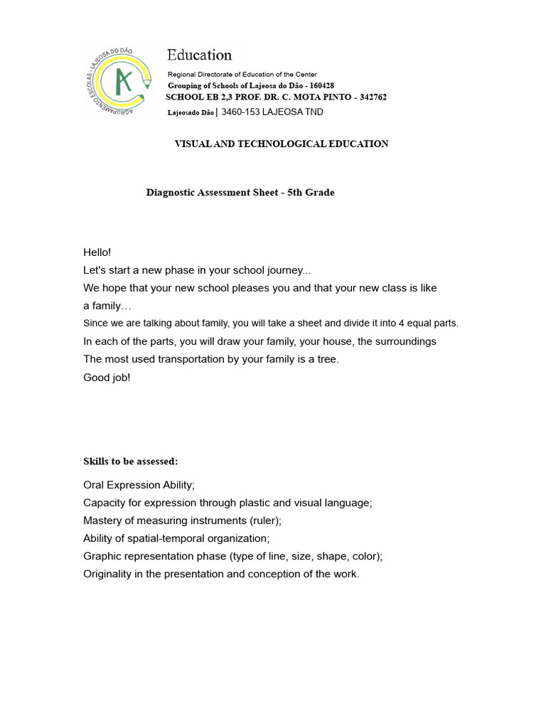 Diagnostic Assessment Sheet - EVT - 5th Grade | PDF