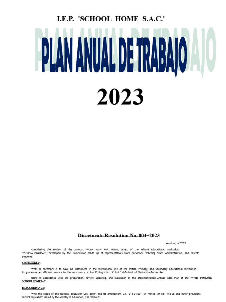 Annual Work Plan for School Home SAC 2023 | PDF | Social Exclusion ...