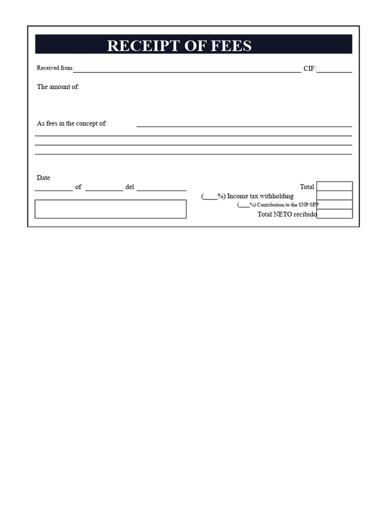Receipt of Honorarium Word Format | PDF