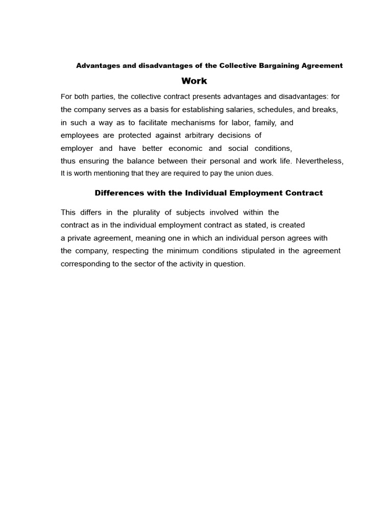 Advantages and Disadvantages of The Collective Labor Agreement | PDF