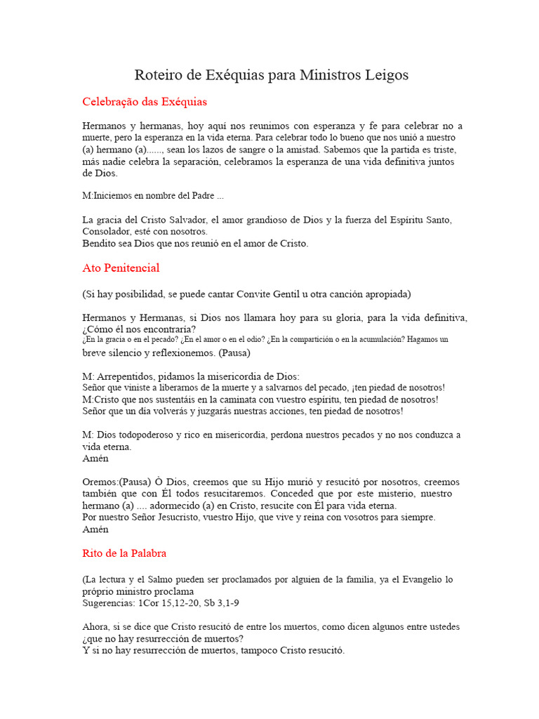 Rito de Exéquias para Ministros Leigos | PDF | Cristo (título) | Oración
