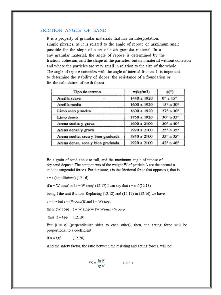 Methods To Determine The Angle of Friction and Cohesion in Sandy Soil | PDF