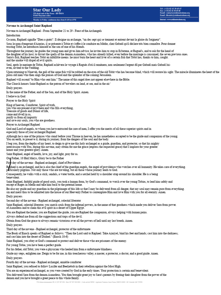 Novena To Archangel Saint Raphael | PDF | Archangel | Angel