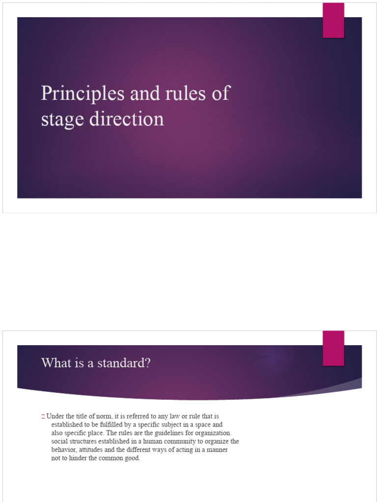 Stage Direction Principles and Notation Guide | PDF | Angle | Dimension