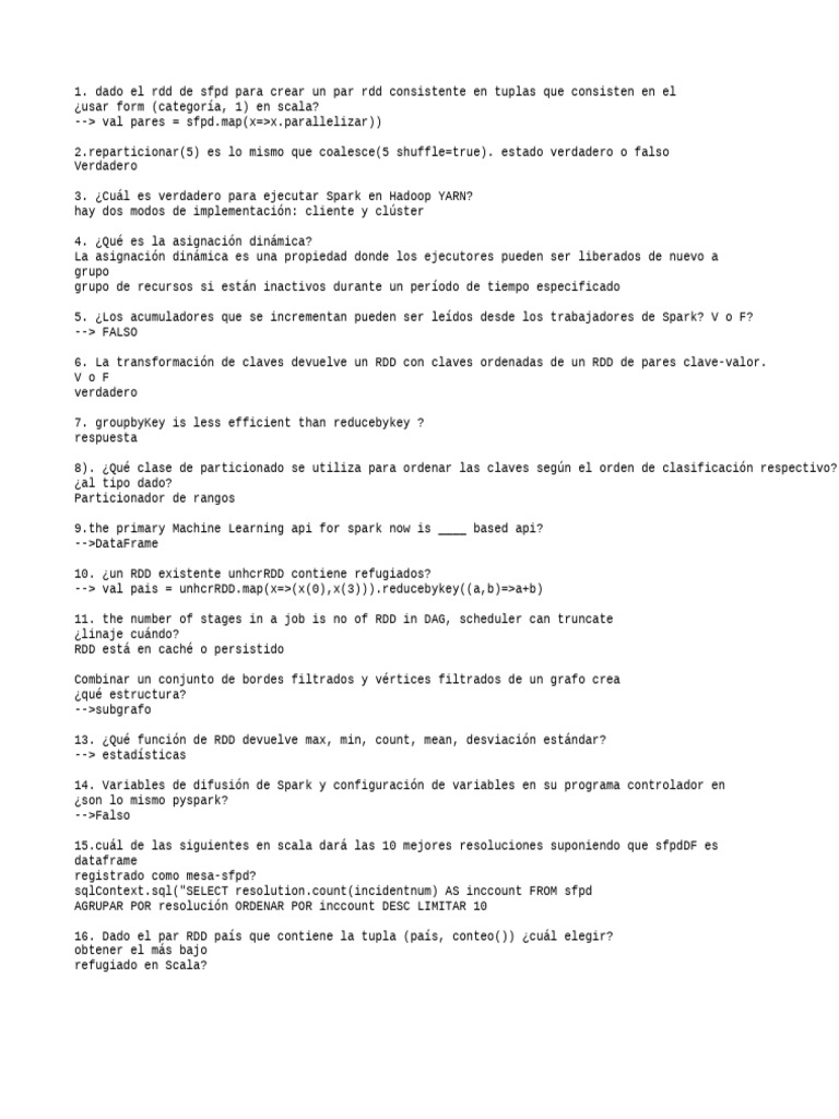 pyspark mcq | PDF | Apache Spark | Ingeniería Informática