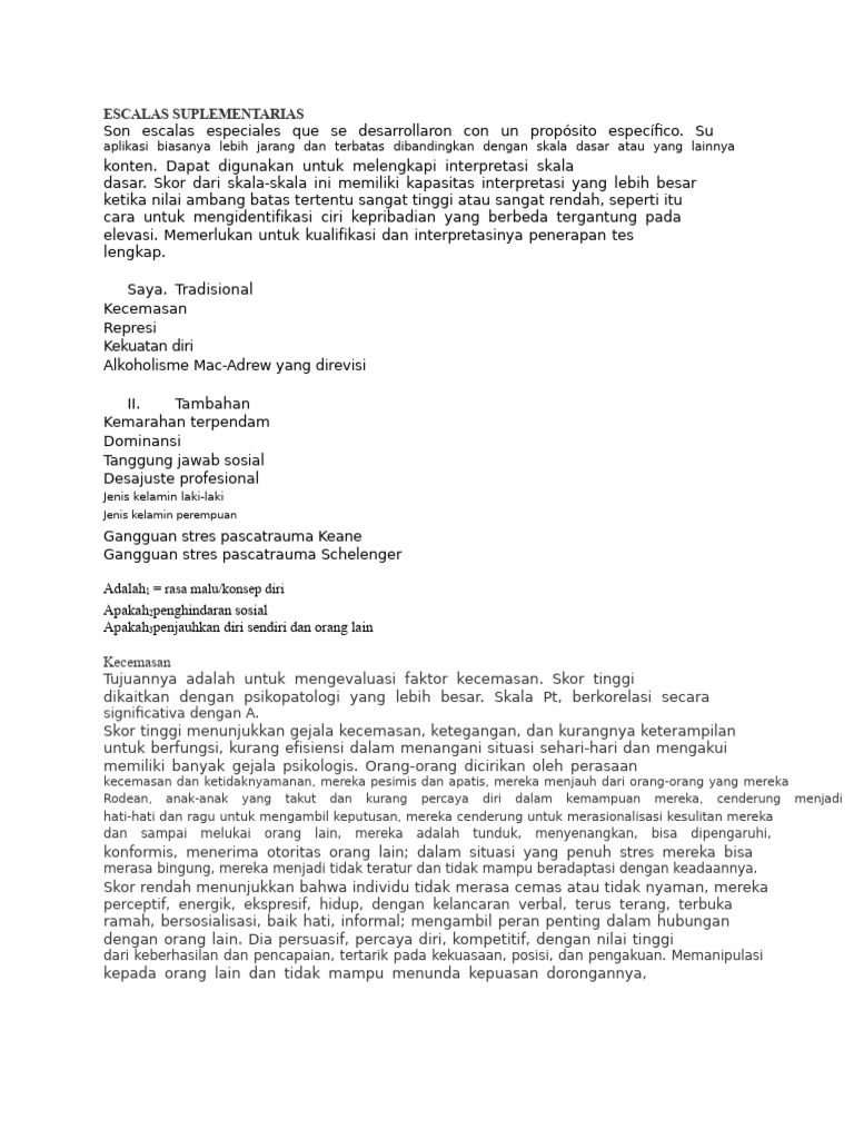 Skala Suplementer Mmpi-2 | PDF