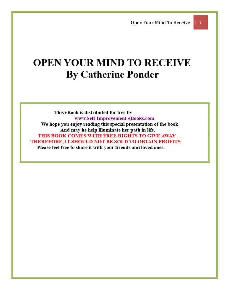 Open Your Mind To Receive | PDF | Mind | Thought